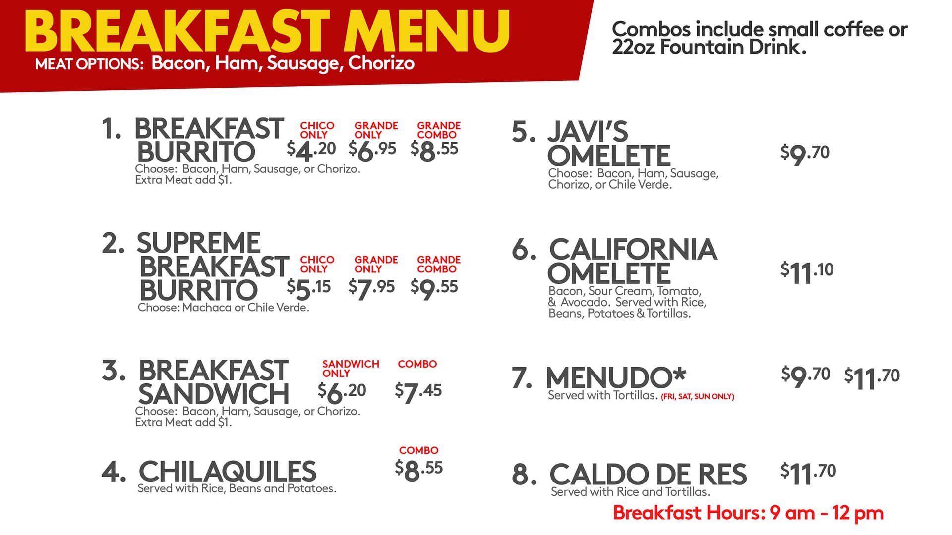 Menu – Javis Taco Shack