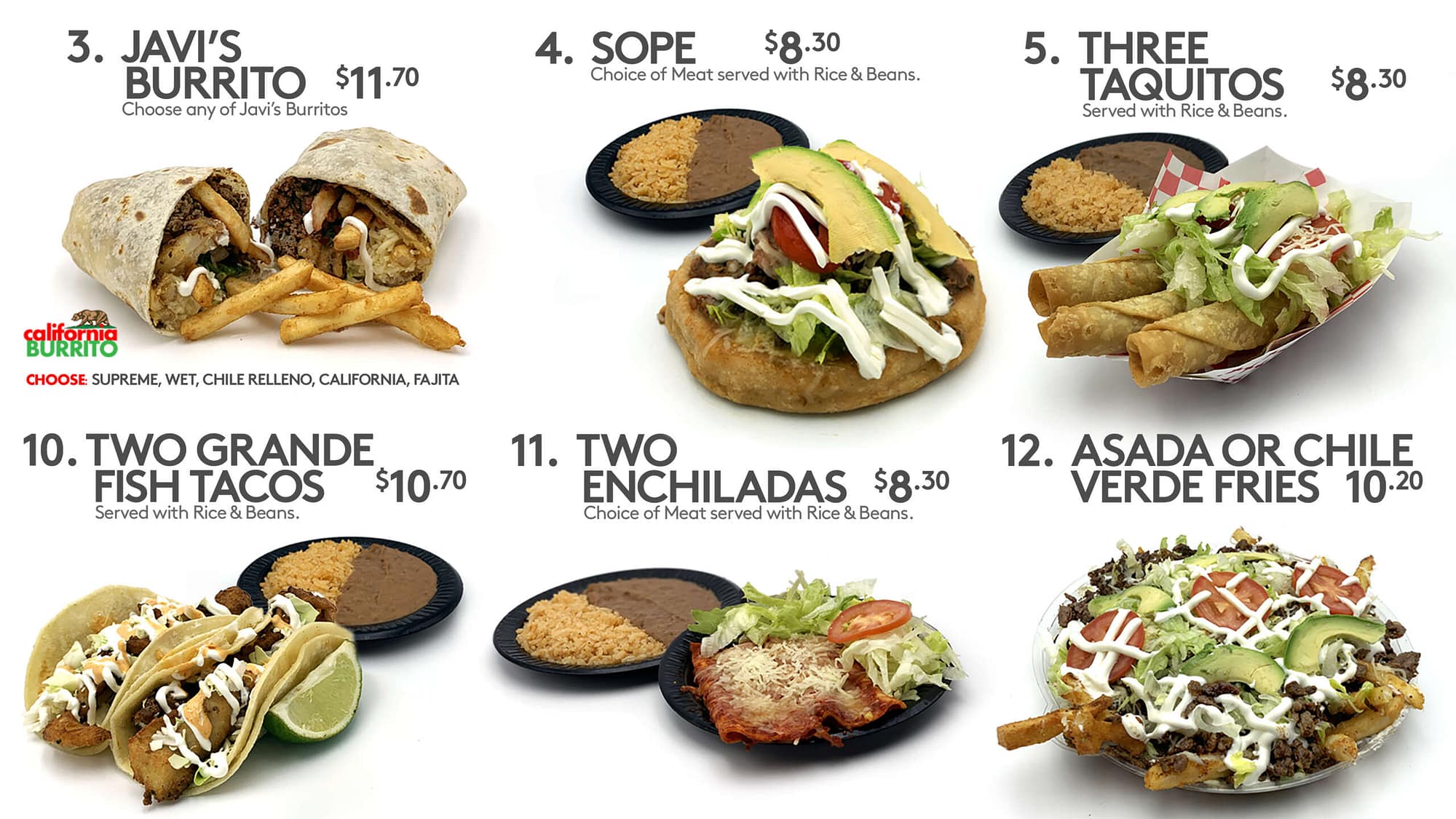 Menu – Javis Taco Shack