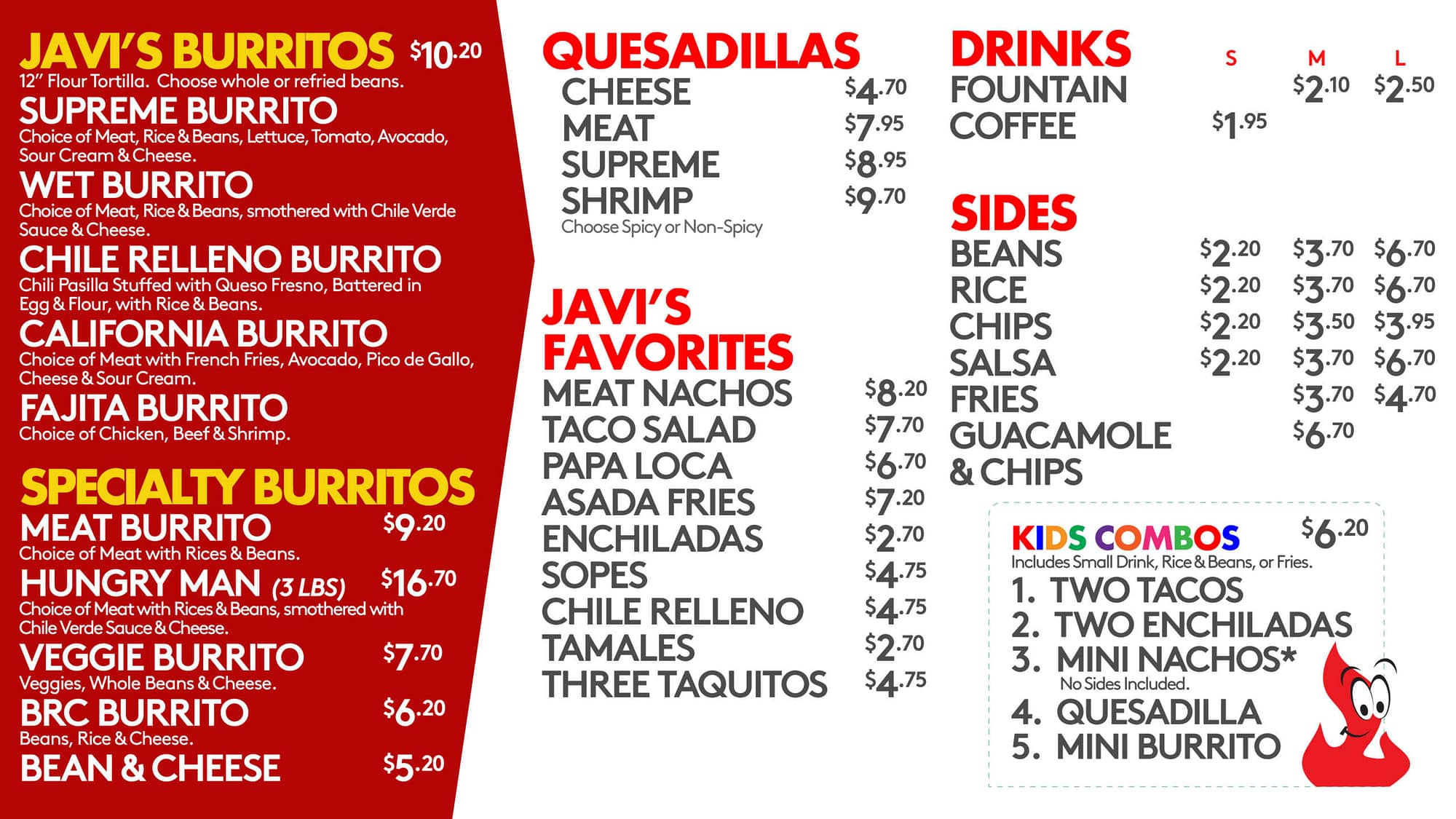 Menu – Javis Taco Shack
